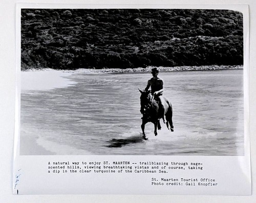 1985 St Maarten Horseback Riding in Surf Caribbean Sea VTG Tourist ...