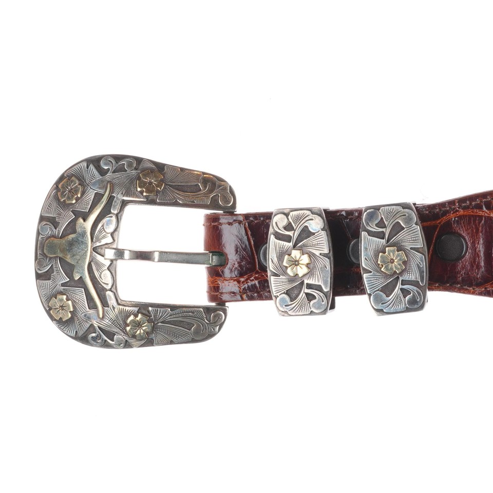 1" 14k/Sterling silver Texas Longhorn Edward Baird/Reward ranger belt ...