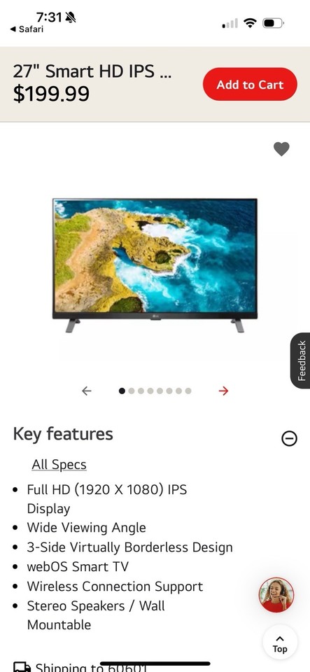 LG 27” Smart TV With Remote LG-27LQ625S-PU | eBay