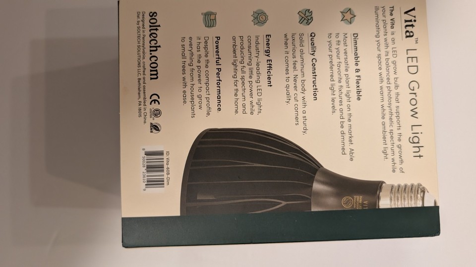 Soltech Solutions Vita LED Grow Light - Black Wide Beam, 20 Watts, Dimmable | eBay