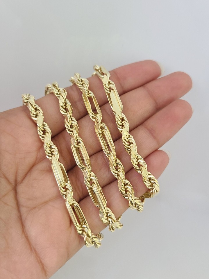 Real 10K Gold Mens Milano Rope Chain Necklace 6mm 18-30in 10kt Yellow ...