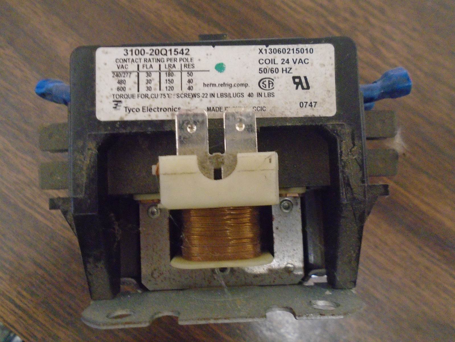 Tyco Electronics Contactor 3100-20Q1542; X13060215010; 24VAC 50/60 HZ ...