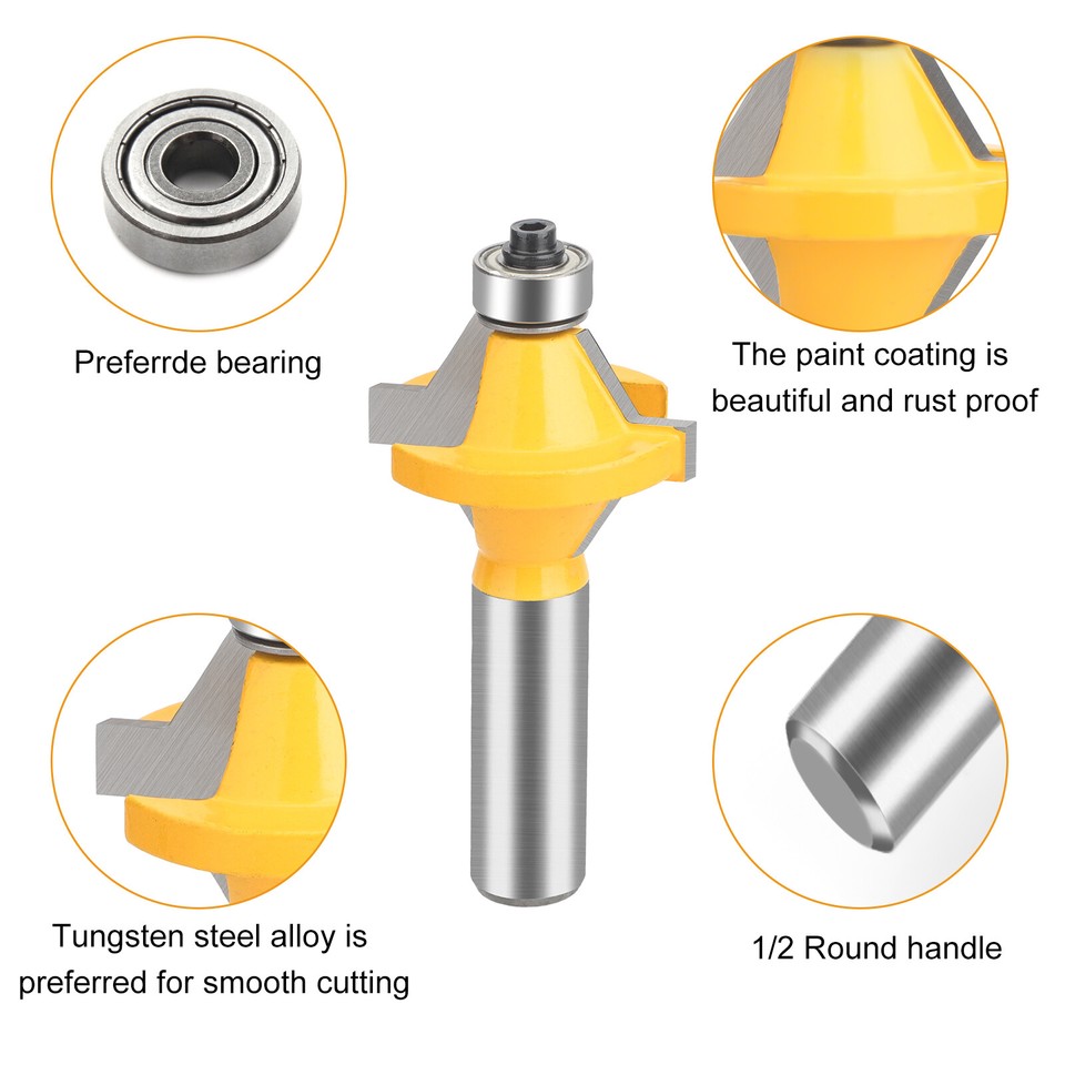 2 Bit Tongue and Groove Edge Banding Router Bit 1/2'' Shank Wood ...