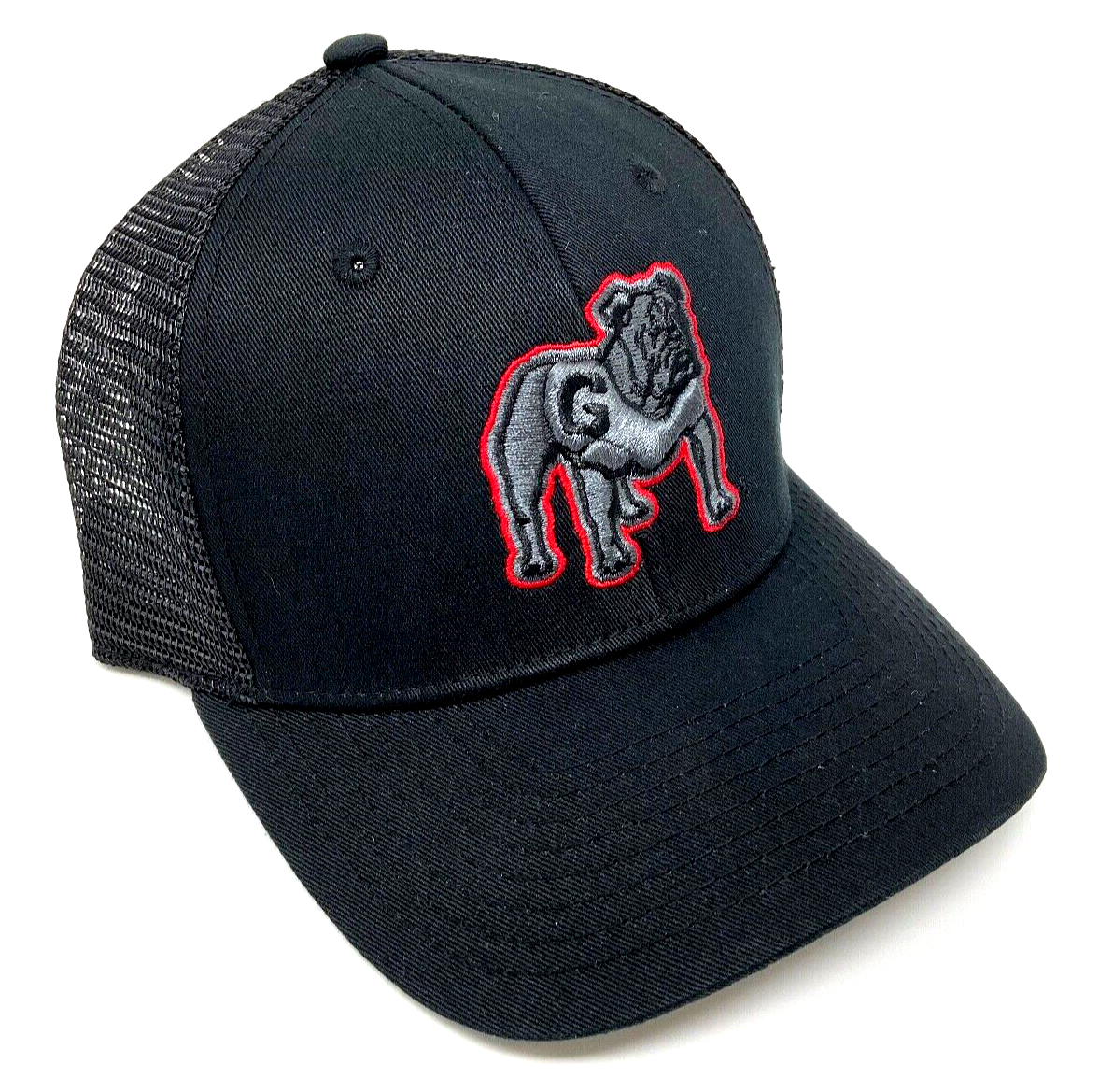 UNIVERSITY OF GEORGIA BULLDOGS LOGO UGA BLACK MESH TRUCKER SNAPBACK HAT ...