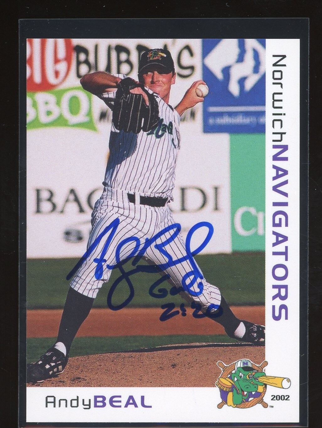 2002 Norwich Navigators ANDY BEAL Signed Card autograph auto YANKEES VANDERBILT | eBay