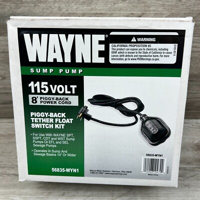 Wayne 56835-WYN1 8ft Piggy-back Tether Float Switch Kit Sump And Sewage ...