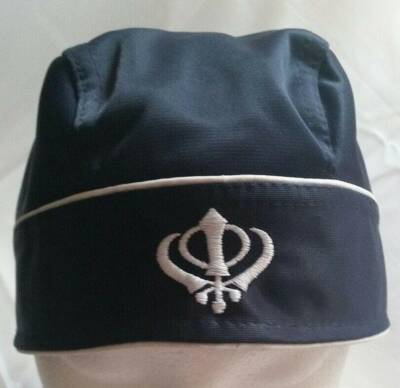 Sikh punjabi turban patka pathka khanda bandana head wrap blue colour ...