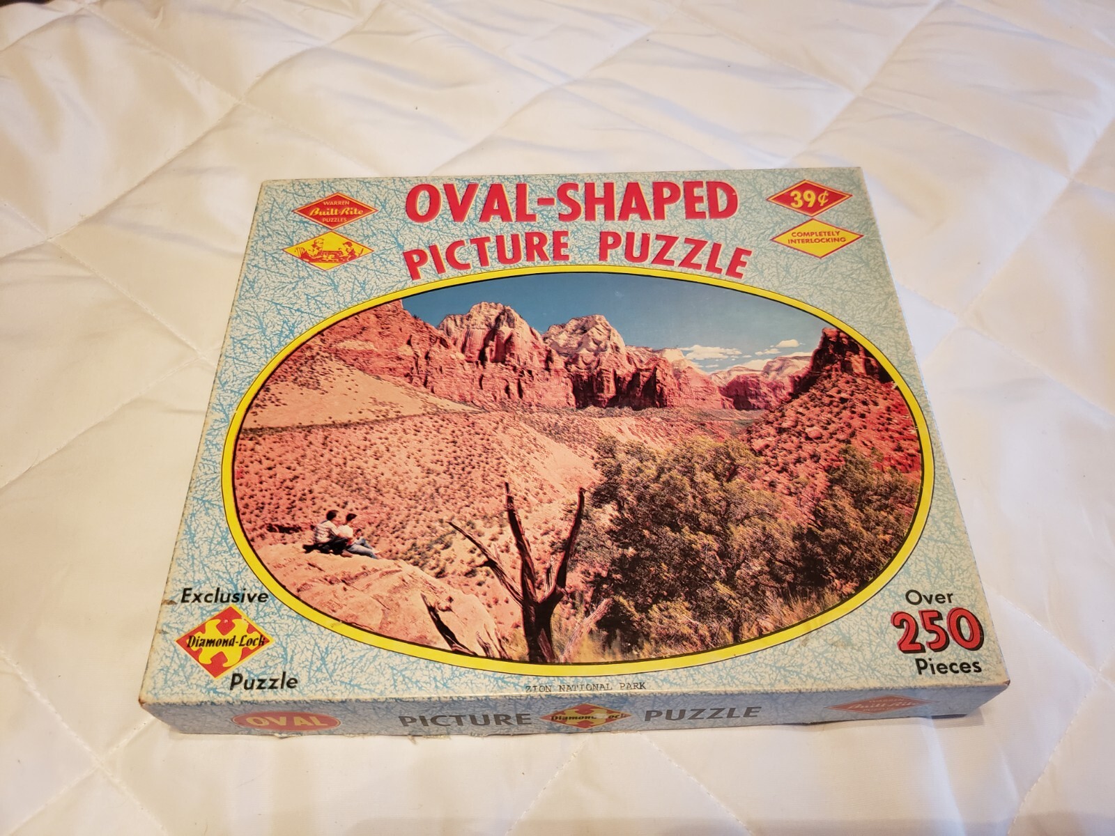 VINTAGE! WARREN BUILT-RITE PICTURE PUZZLE "ZION NAT PARK" OVAL 250PC No ...