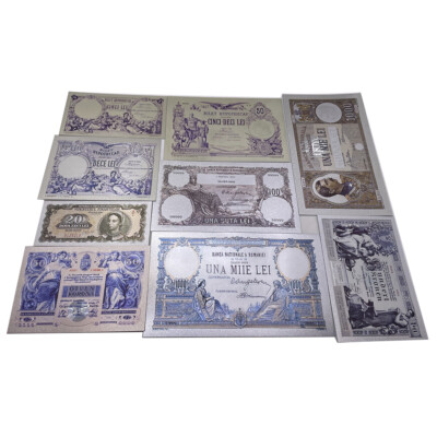 9pcs Beautiful Collection Romanian Silver Banknotes Bill Set Polymer ...