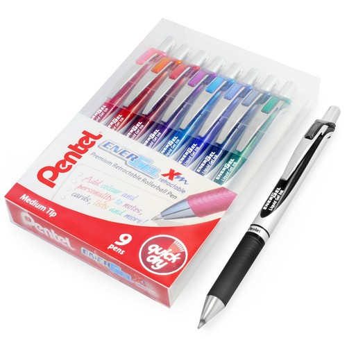Pentel EnerGel XM BL77 Retractable Liquid Gel Ink Pen - Starter Set - 9 ...