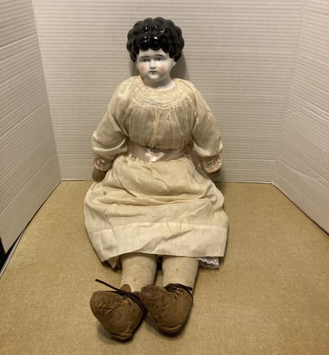 Antique 1890s Low Brow China Head Doll 25" tall (6 Inch Tall Head ...