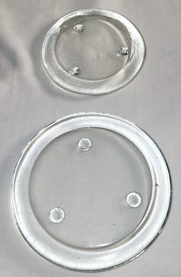 Set of 2 Clear Glass Round Pillar Plate Candle Holders Heavy, 4 & 5 ...