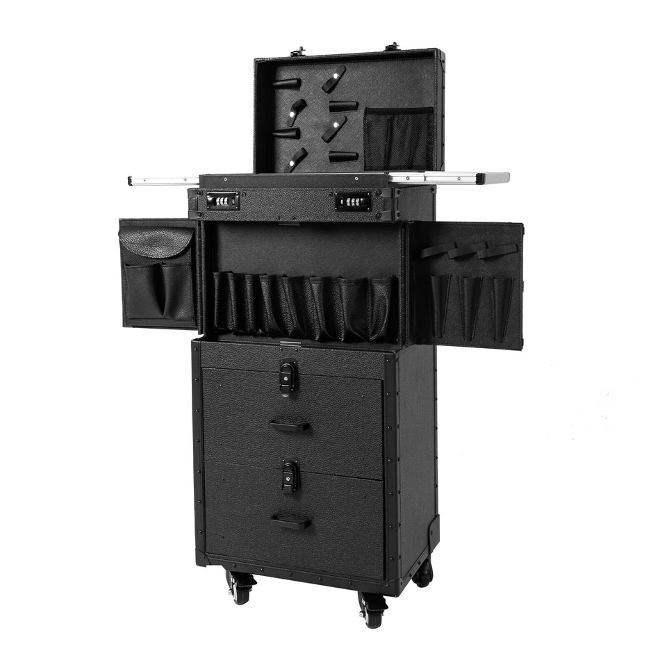 Salon Cart Trolley 2 Storage Trays Locking Wheels Storage Rolling Makeup Case | eBay