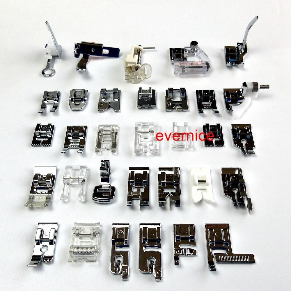 32 W/ Plastic Box Sewing Machine Feet For Brother Singer Janome Pfaff ...