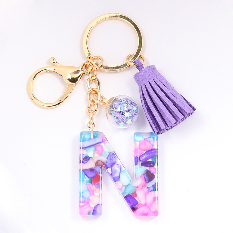 Alphabet Keyring Charm A-Z Initials Letter Key Ring Shiny Key Chain Bag ...