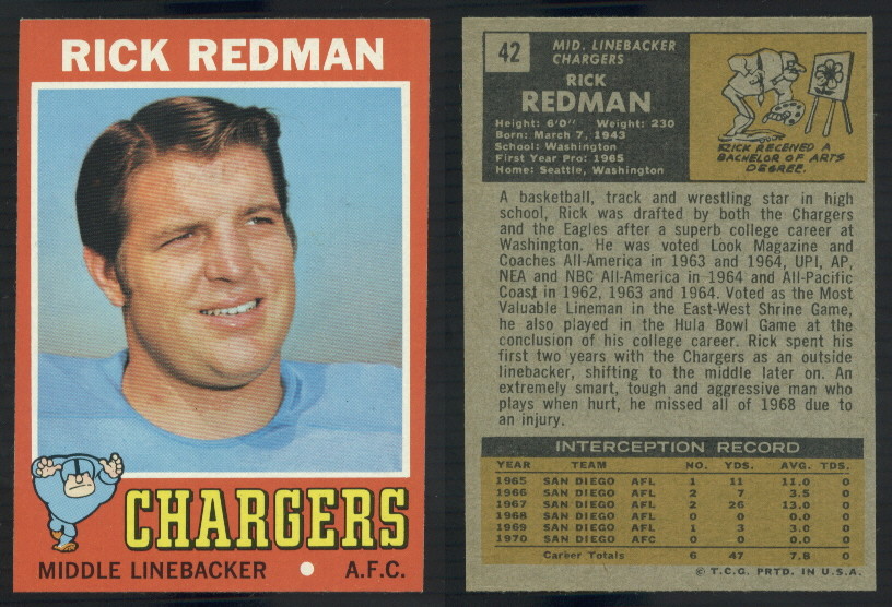 (56945) 1971 Topps FB 42 Rick Redman Chargers-NM+ | eBay