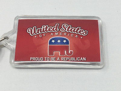 Nice USA Proud Republican Plastic Keychain, NOS ? Vintage Key Ring ...