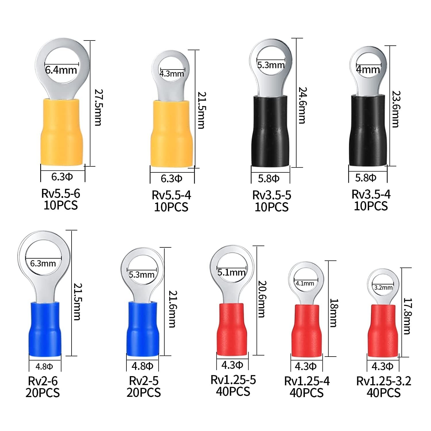 25PCS Rings Insulated Wire Connector Electrical Crimp Terminal | eBay