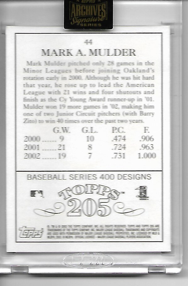 2021 Topps Archives Signature Mark Mulder ON CARD Autograph #09/11 ...