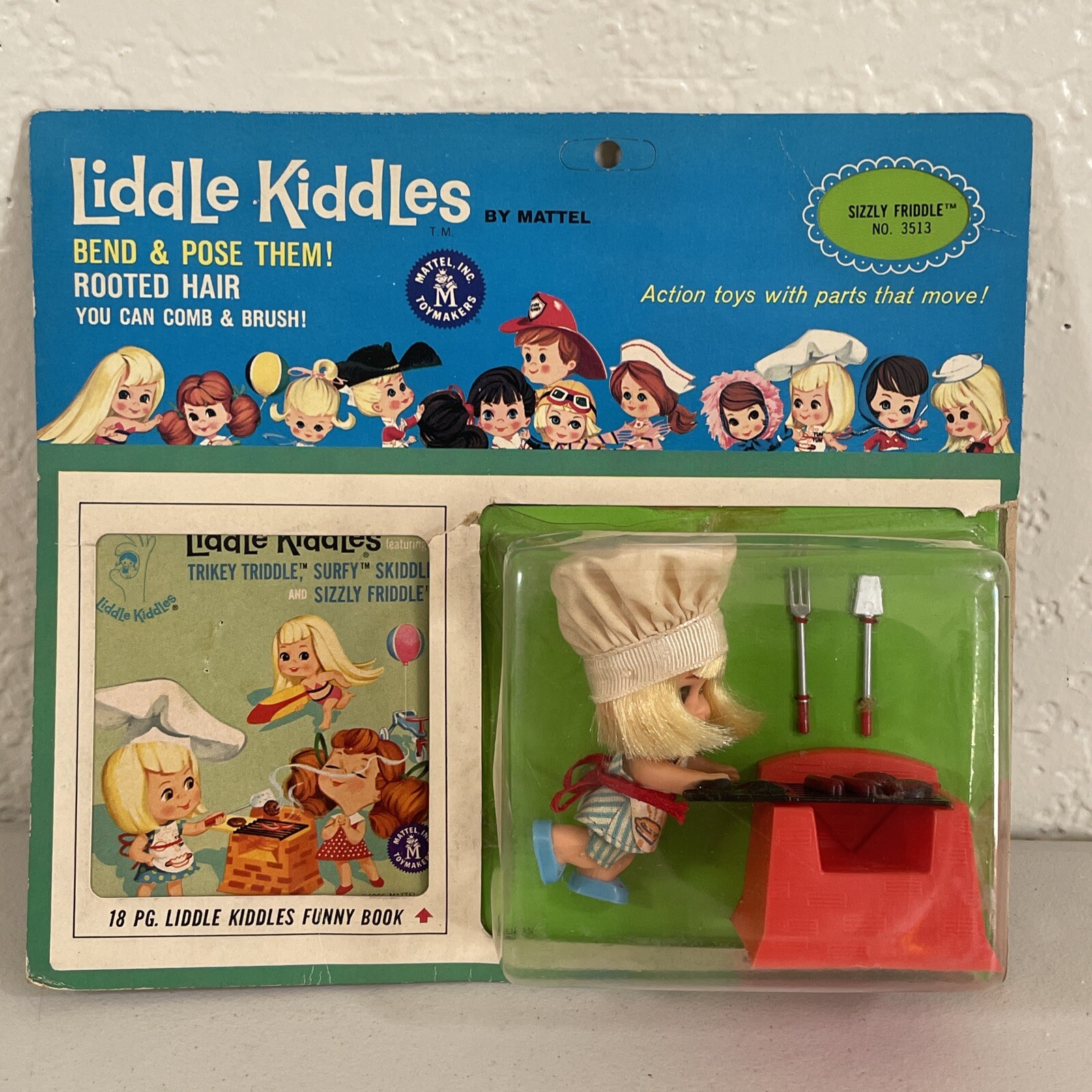 Vintage 1966 Mattel Liddle Kiddles New On Card Sizzly Friddle 3513 Box ...