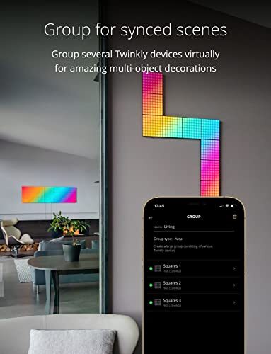 Twinkly Squares Extension Kit, RGB LED Panels Kit, Including 3 ...