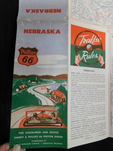 Phillips 66 Nebraska Map - vintage 1950ish - approx 26 x 18 inches | eBay