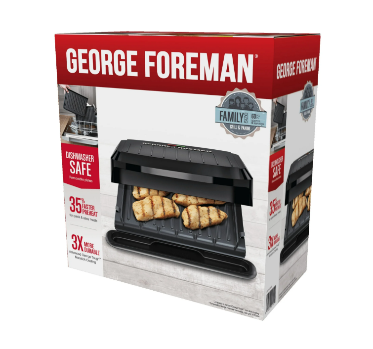 George Foreman 4-Serving Grill & Panini Maker, Non-Stick, Removable ...