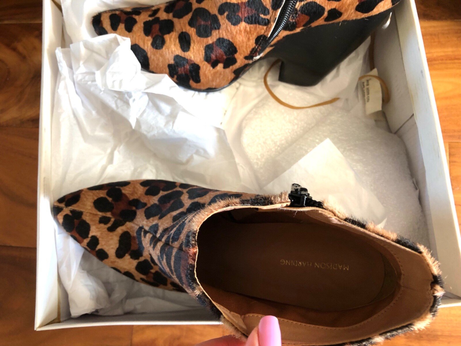 Madison Harding Leather Ankle Boots Womens Animal Print Cheetah Shoes 8 ...