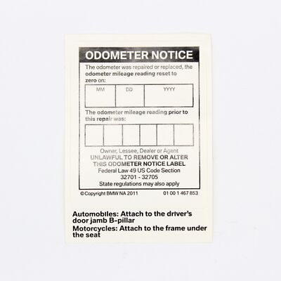 Speedo Odometer Label Part Number - 01001467853 For BMW | eBay