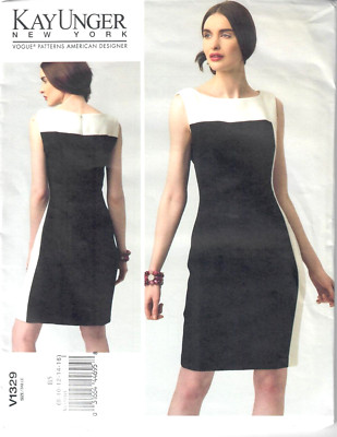 Vogue Sewing Pattern Kay Unger Misses Close-Fit Pleat-Detail Dress ...