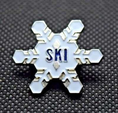 Ski White Snowflake Ski Lapel Pin | eBay