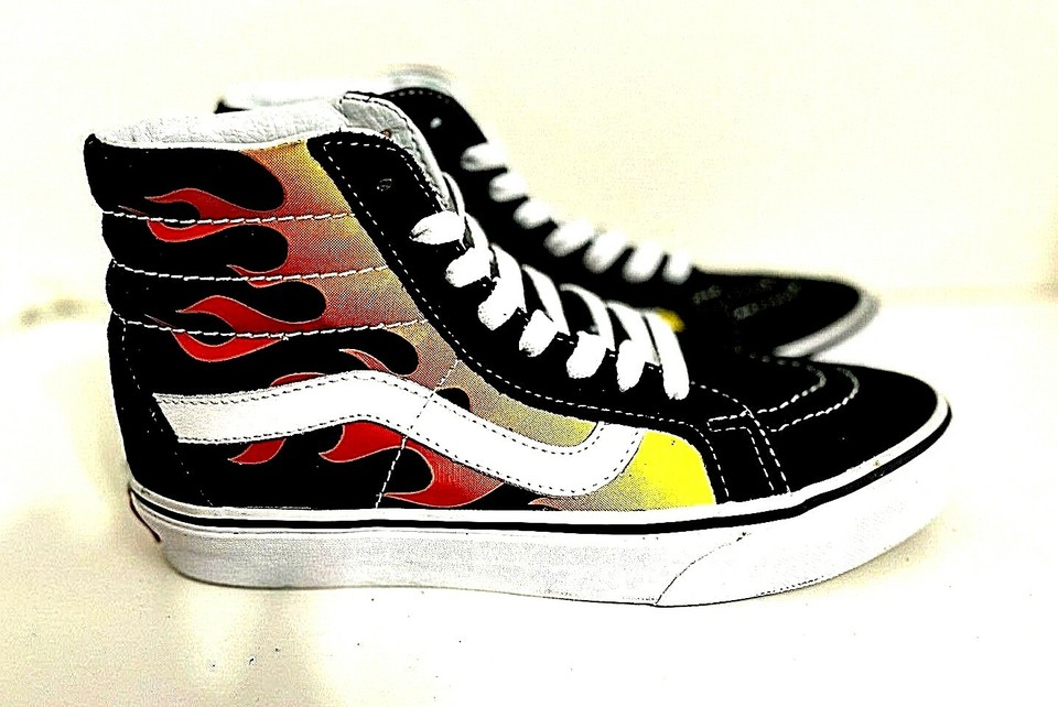 Vans Flame Black White Red Skater SK8-HI Reissue Off the Wall Mens 5 ...