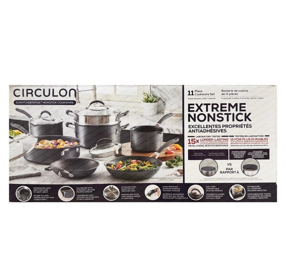 Circulon Scratch Defense 11 Piece Cookware Extreme Non Stick Cookware ...