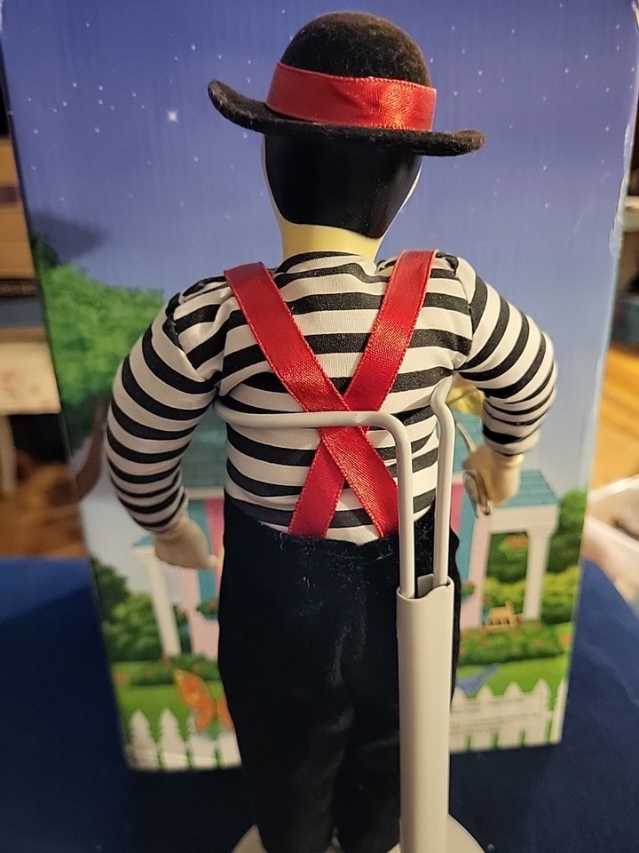 Vintage Be Mime Male French Mime Doll Black White Red Heart 13” Plastic ...