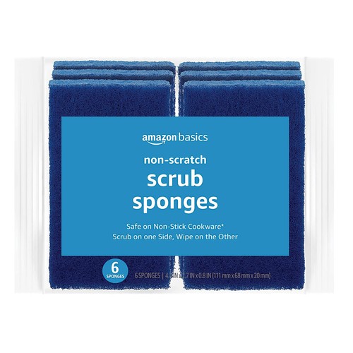 Amazon Basics Non-Scratch Sponges - 6 Pack for Cookware & Kitchen ...