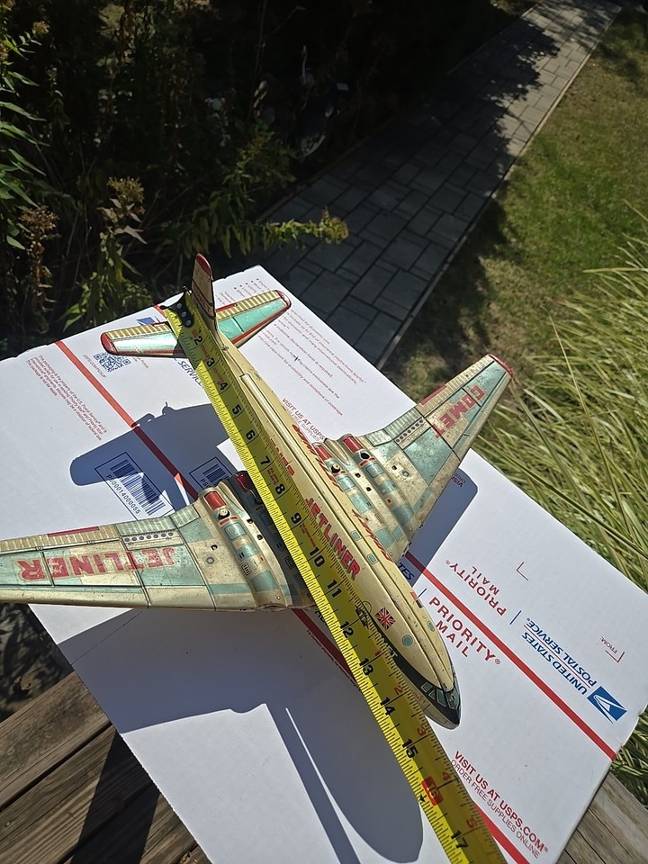 Vintage 1950s Yonezawa Japan Tin Toy Jet Plane - De Havilland Comet ...