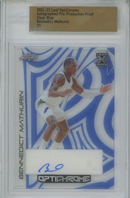 2022 Leaf OptiChrome Proof Bennedict Mathurin Clear Blue 1/1 RC Auto ...