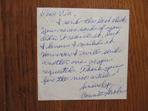 CONNIE GROB(Died in 1997) Washington Senators Signed 4" x 4" Personal ...