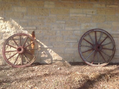 Antique Rustic Wood and Metal Wagon Wheels (2) | eBay