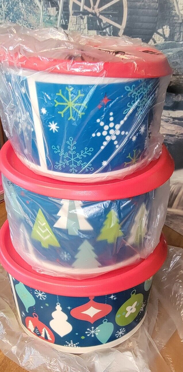 NEW Tupperware Holiday Christmas Stacking Canisters-Set of 3 | eBay