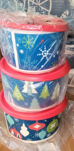 NEW Tupperware Holiday Christmas Stacking Canisters-Set of 3 | eBay