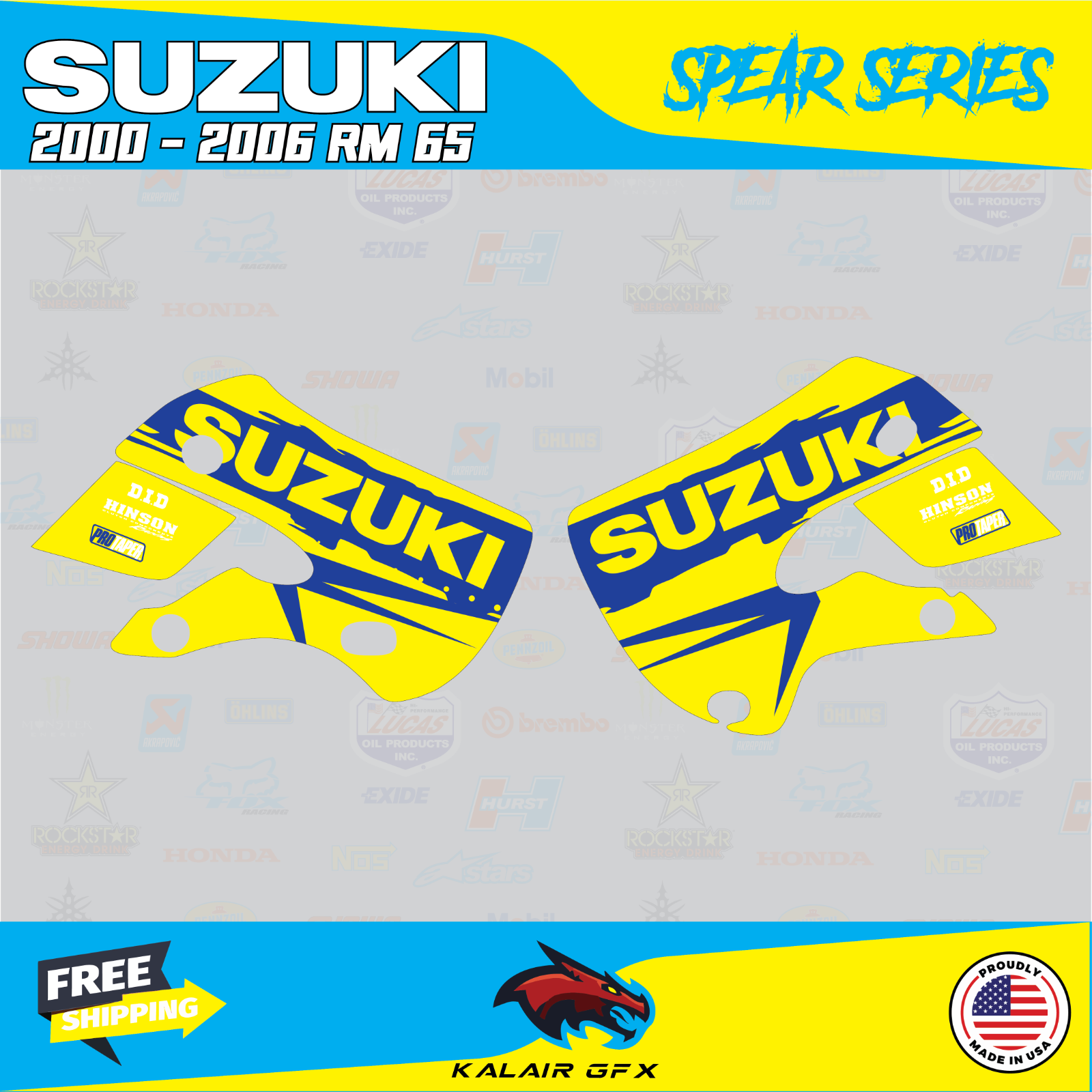 Graphics Kit for Suzuki RM65 years 2000 to 2006 RM 65 RM-65 Spear ...
