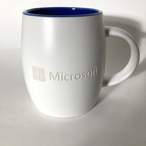 Microsoft Windows Matte Incised White on White Mug Blue Interior Heavy ...