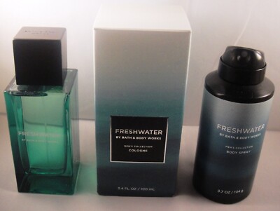 Bath & Body Works MEN’S Lot FRESHWATER Cologne + Body Spray *Bergamot ...