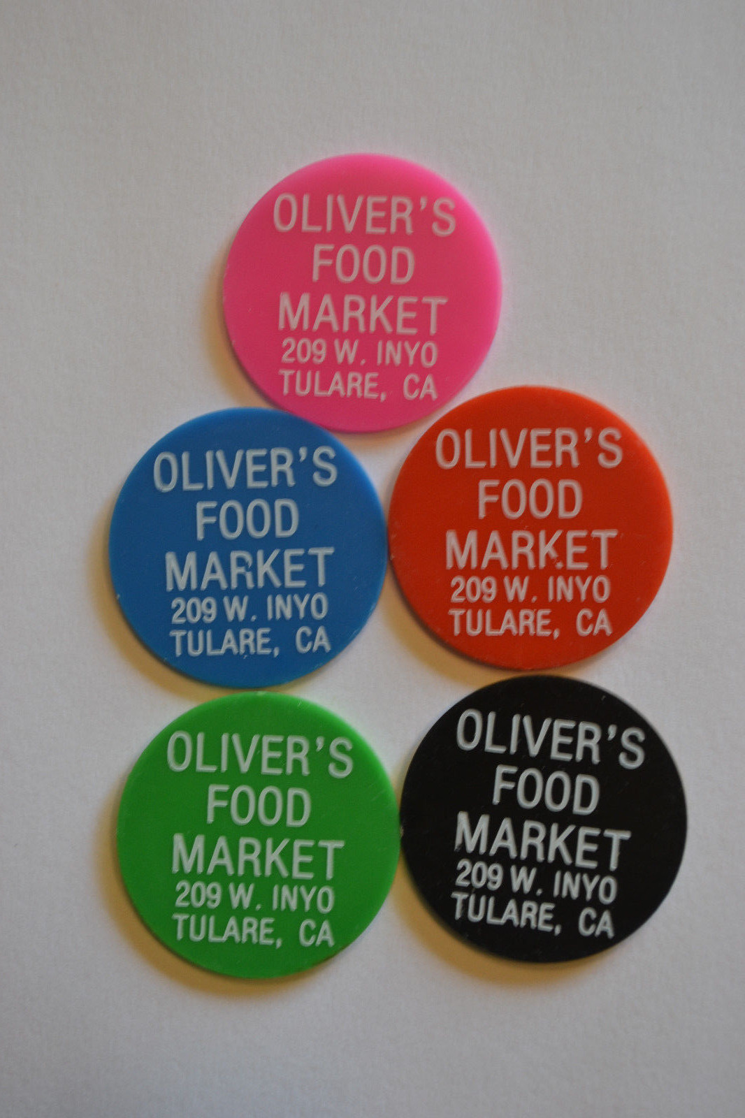 Food Stamp Tokens Set (5) OLIVER'S FOOD MARKET, TULARE, CA | eBay