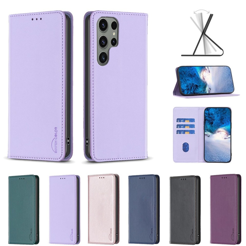 For Samsung Galaxy S25 FE S24 S23 S22 S21 S20 M34 solid color wallet ...