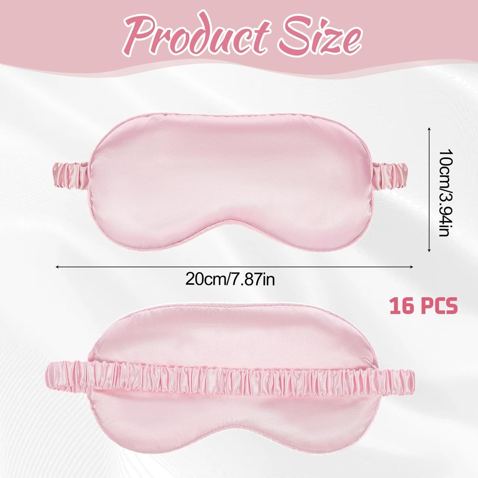 16 Pcs Satin Silk Eye Mask Blackout Sleeping Blindfolds Bulk Smooth ...