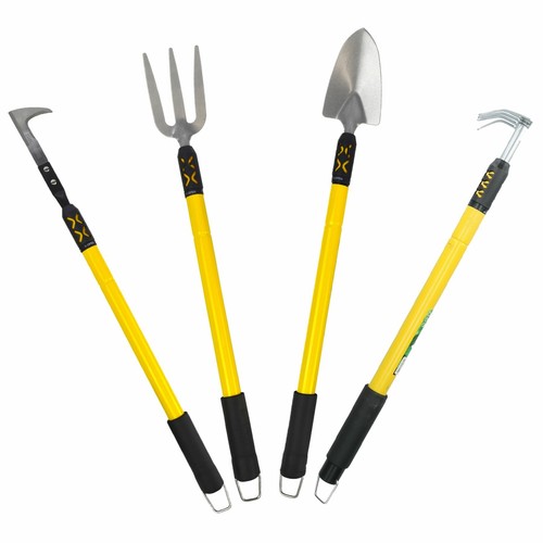Garden Tool Kit Spade Shovel Fork Rake Weeder Telescopic Extendable ...