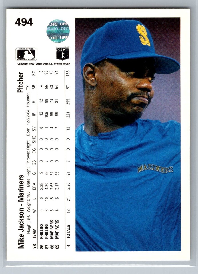 1990 Upper Deck Baseball #494 Mike Jackson Seattle Mariners | eBay