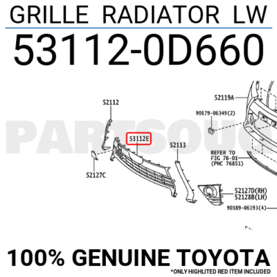 531120D660 Genuine Toyota GRILLE RADIATOR LW 53112-0D660 | eBay